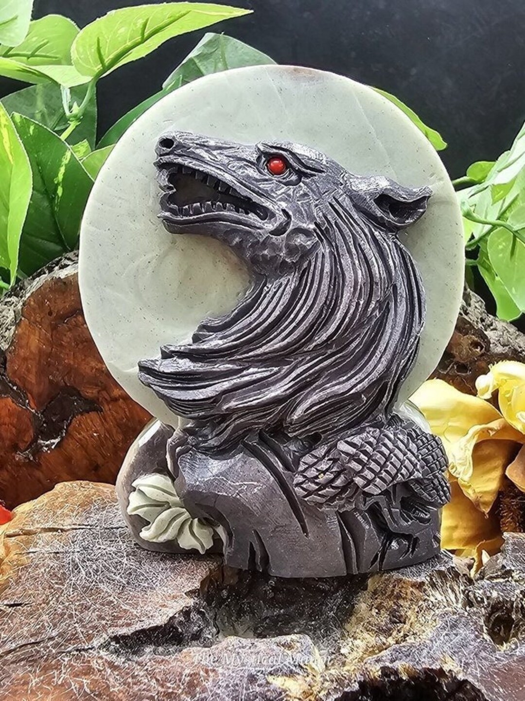 Beautiful Hand Carved Howling Wolf Quartz Crystal Bust Crystal Cluster ...