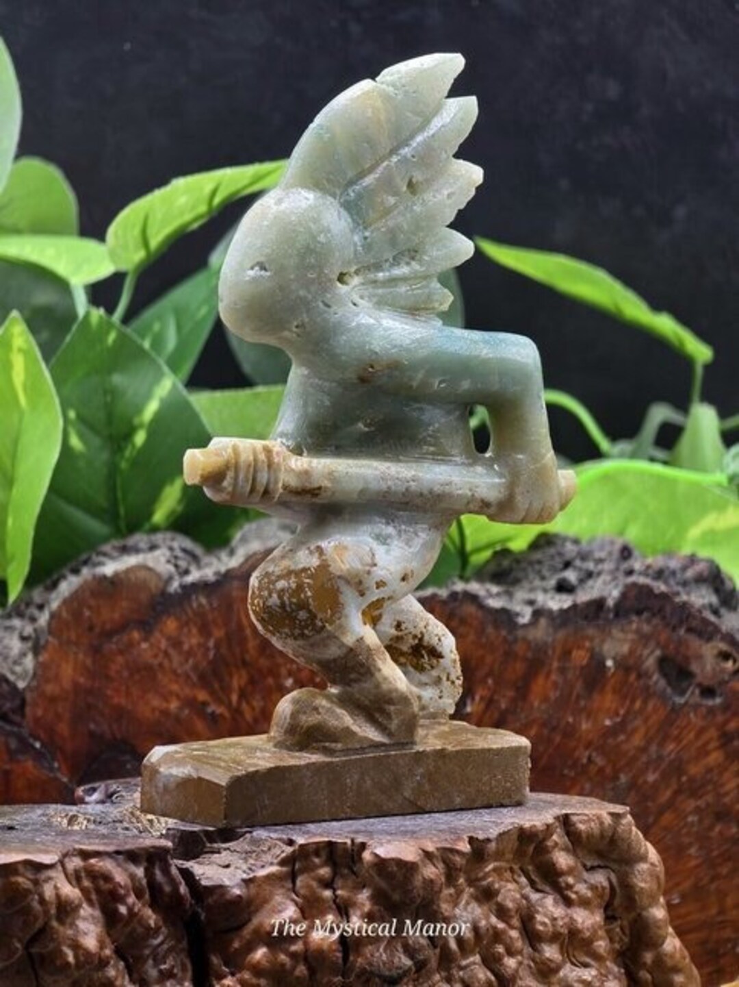 Very Cool Handcarved Amazon Stone Kokopelli Natural Quartz Crystal ...