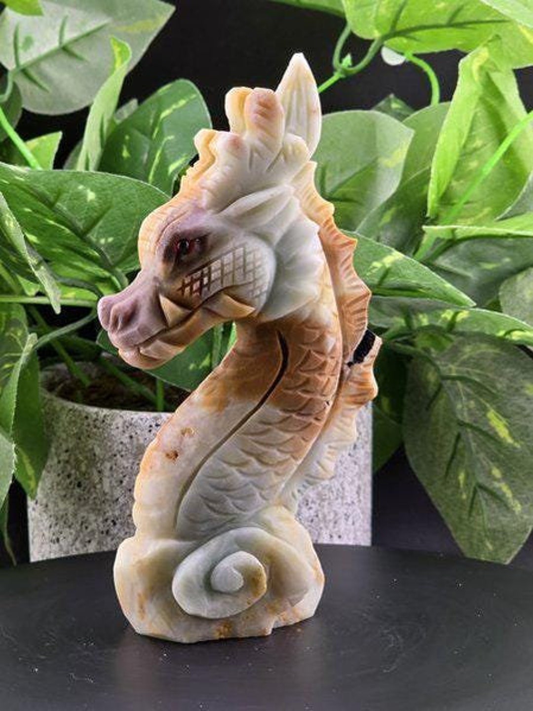 Enchanting Hand-carved Dragon Natural Amazon Stone Crystal Cluster ...