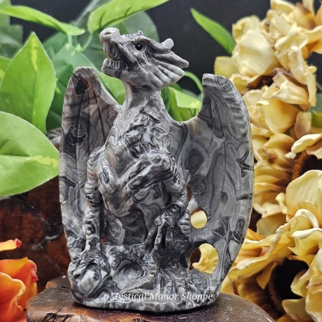 STUNNING Hand-carved Picasso Stone Dragon Natural Crystal ,home ...