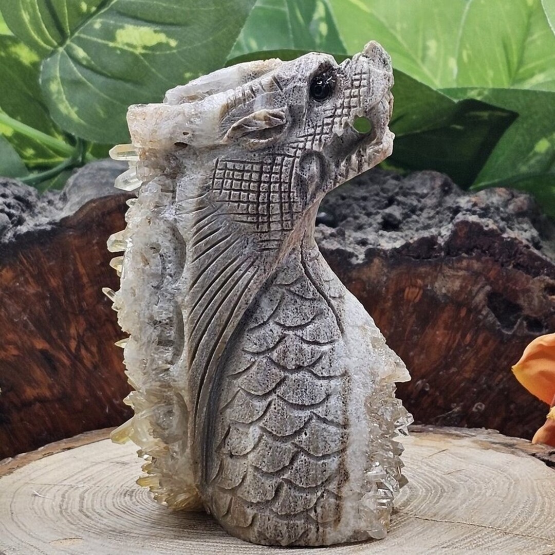 Quartz Hand-carved Dragon Statue. Natural Crystal Home Decoration ...