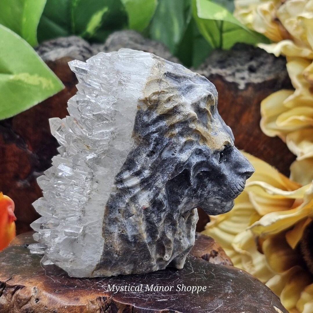 Proudly Majestic Hand Carved Natural Crystal Cluster Lion Sculpture ...