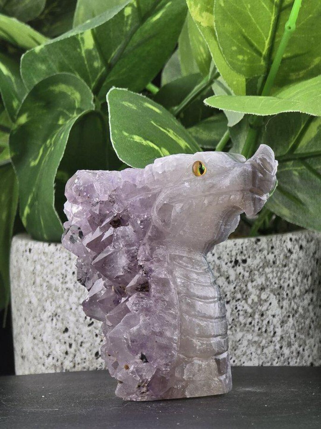 Amethyst Dragon Statue: Hand-carved Natural Crystal Quartz - Etsy