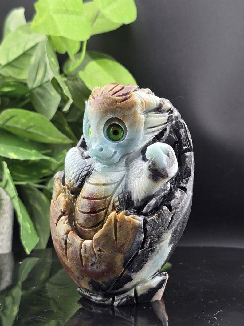 Hand Carved Amazon Stone Baby Dragon Hatchling – Amazonite Crystal ...