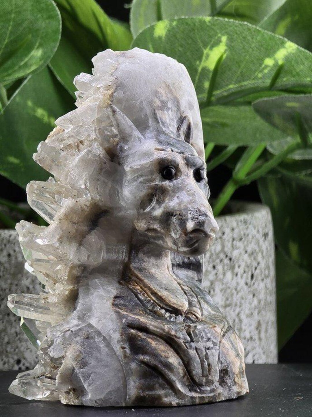 Incrediable Egyptian God Anubis Crystal Cluster Sculpture, Quartz ...