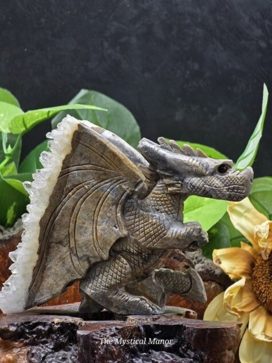 Natural Crystal Quartz Hand-carved Dragon Statue. Home Decoration ...