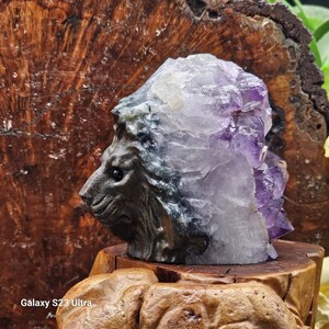 Gorgeous Amethyst Hand Carved Lion Crystal Cluster Sculpture, Proud and ...