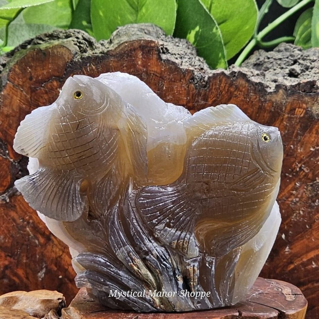 Hand-carved Amethyst Crystal Fish Sculpture: Underwater Reef Scene - Etsy