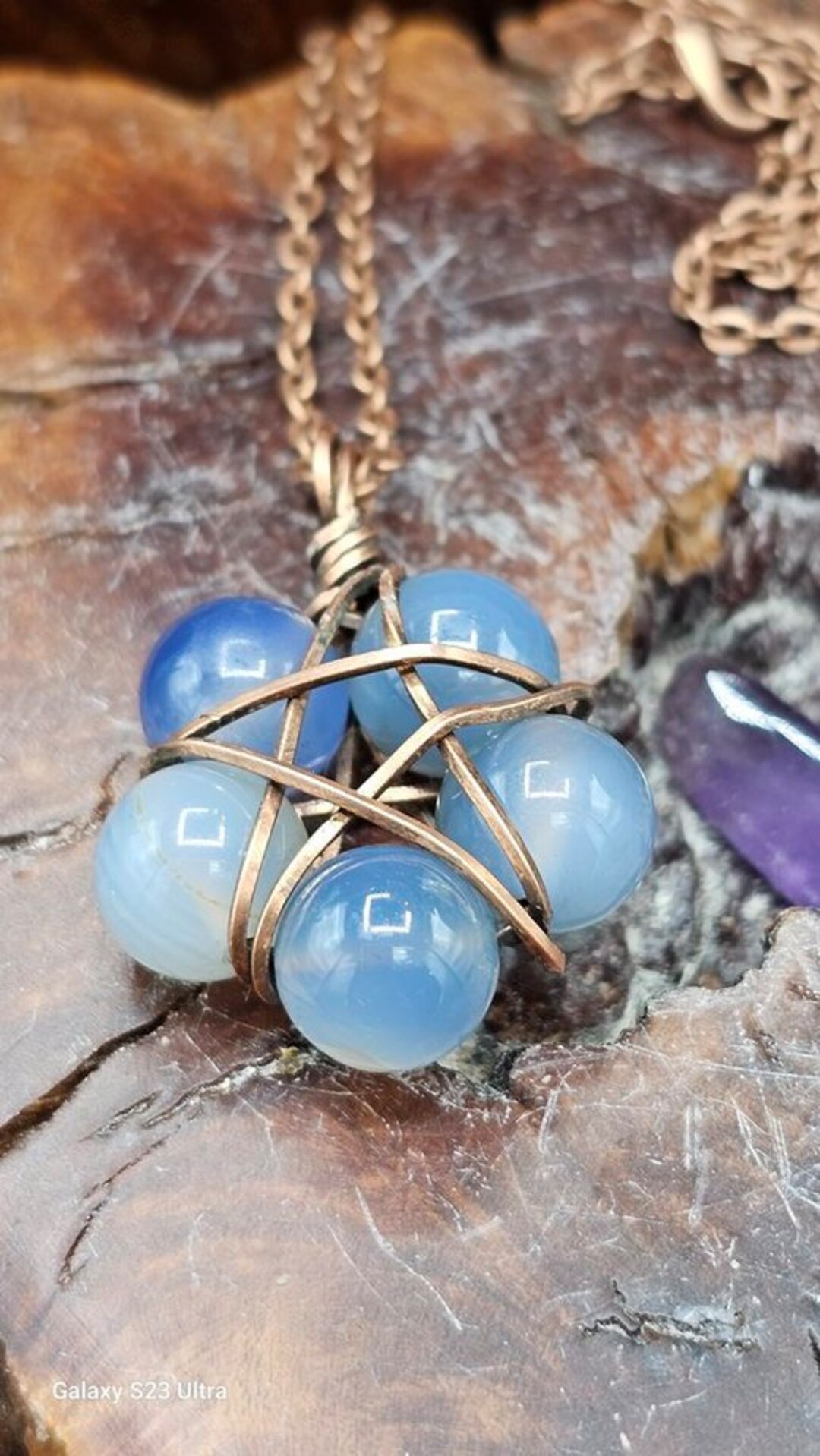 Blue Calcite Star Pendant: Copper Wire Wrapped Necklace - Etsy