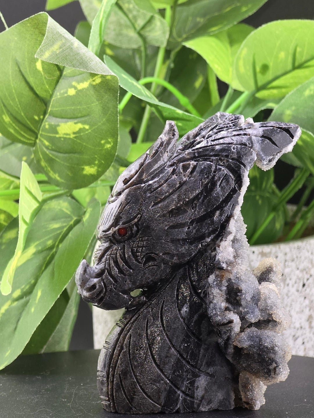 Sparkling Natural Crystal Quartz Sphalerite Hand-carved Dragon Statue ...