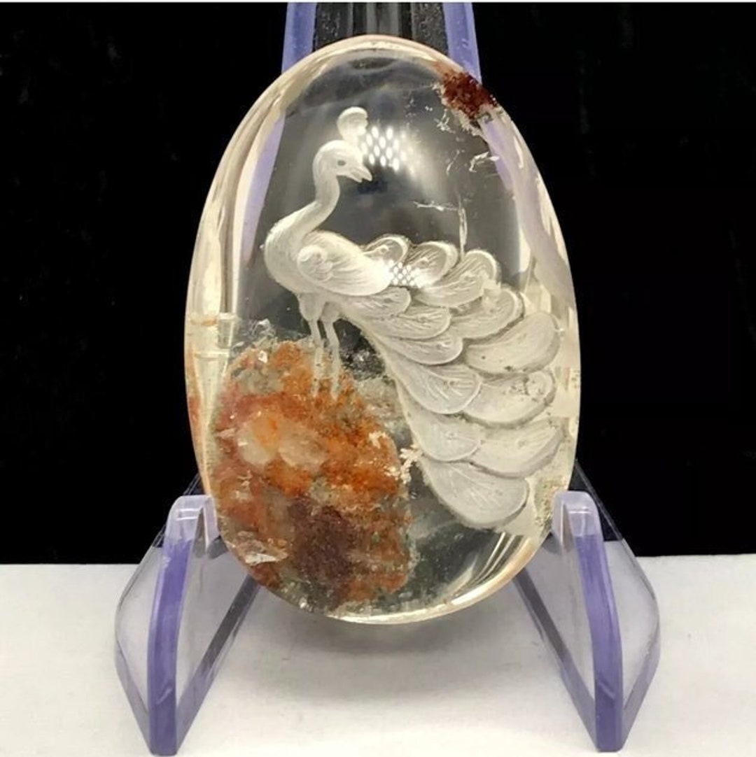 Handcarved Peacock Garden Quartz and Stand, Gift for Her/him ...