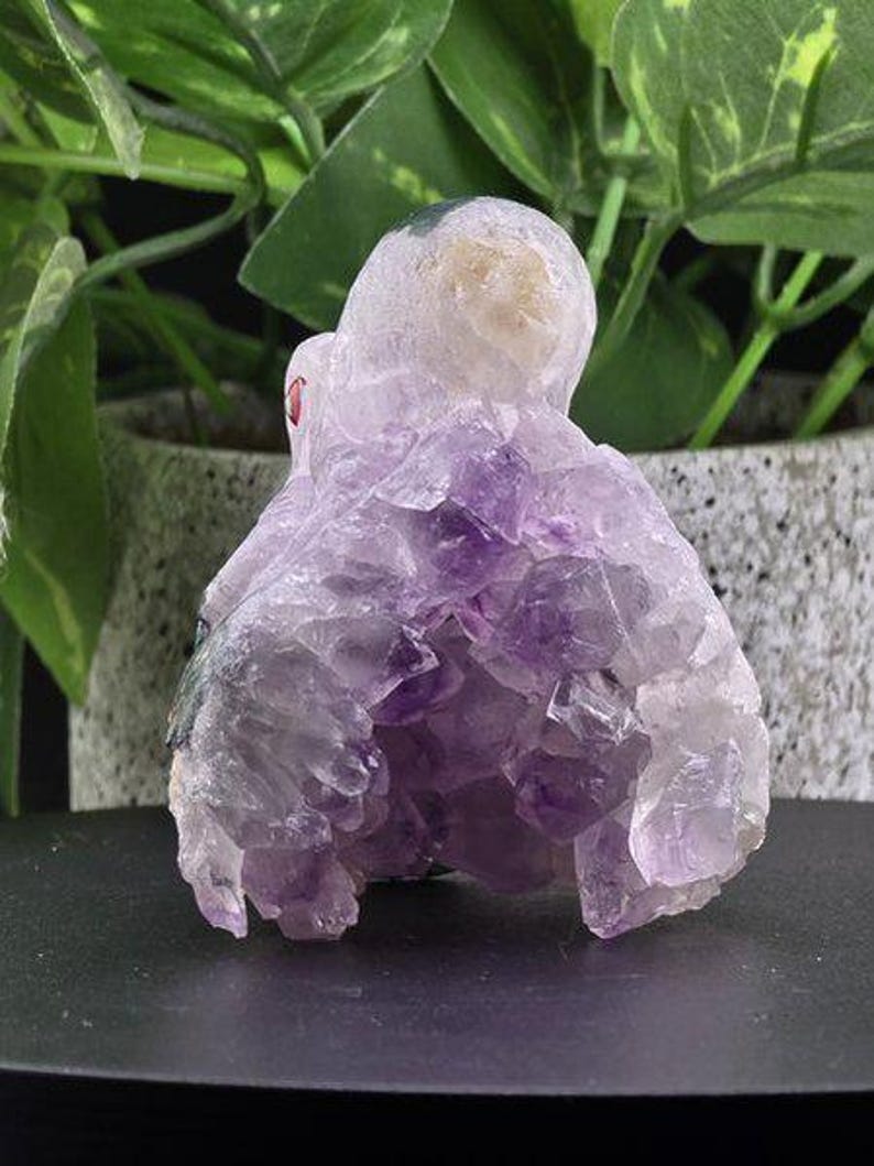 Hand-carved Amethyst Crystal Octopus Sculpture: Mystical Decor - Etsy