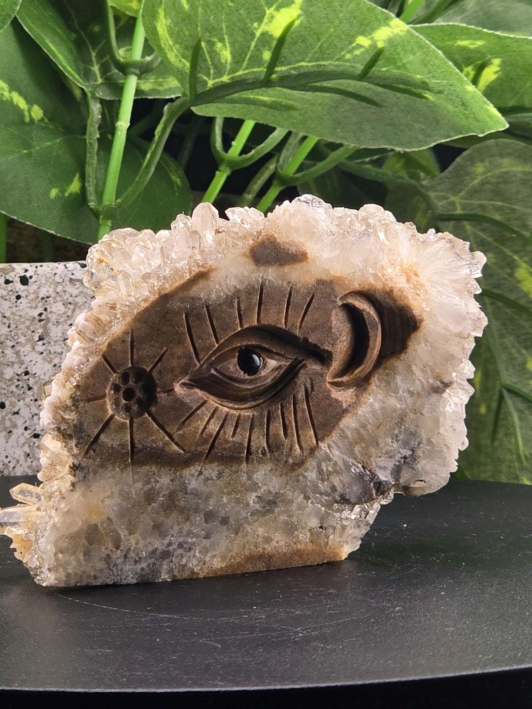 Beautiful Hand Carve EYE OF PROVIDENCE, Calcite Crystal Cluster ...