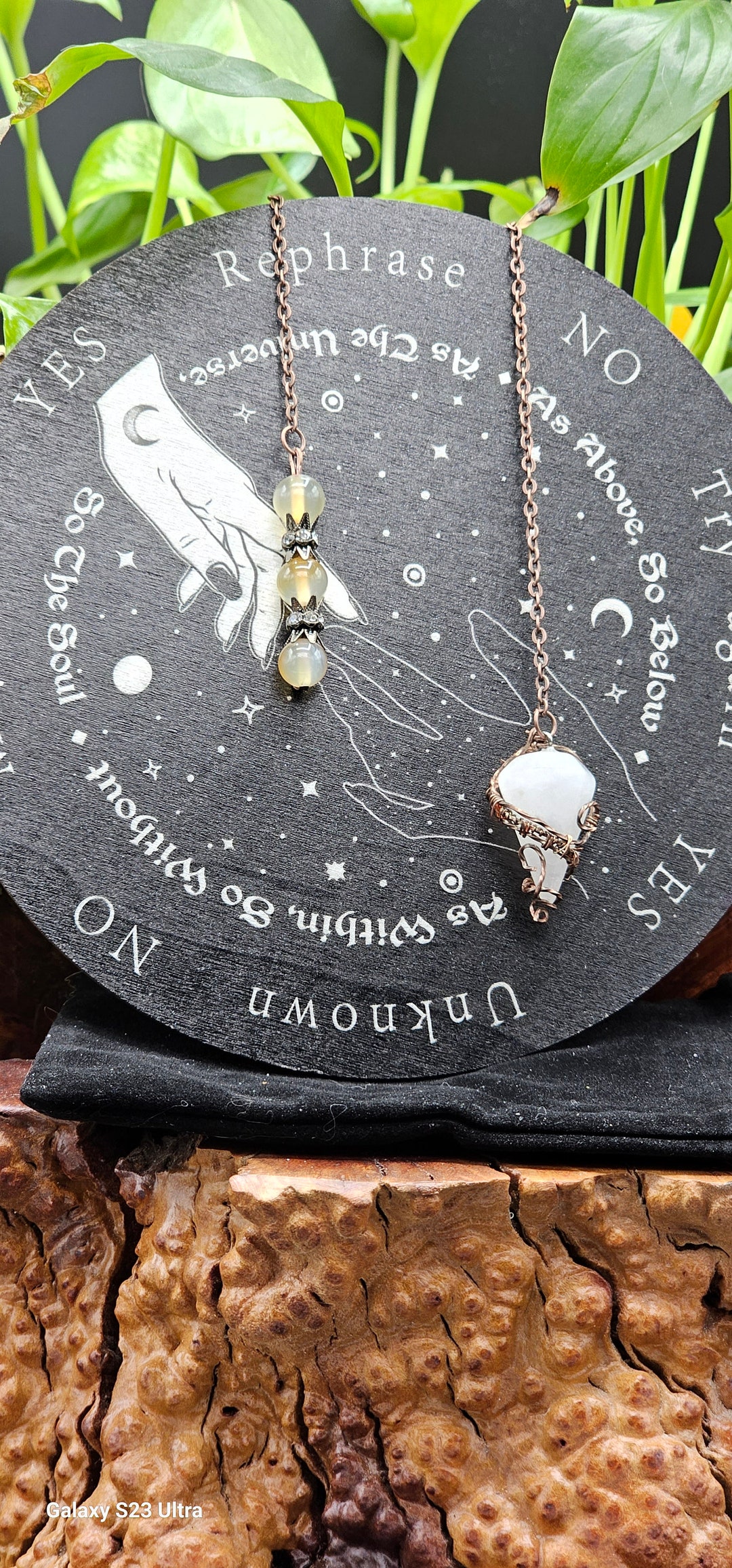 Opaline Pendilum and Divination Board Handmade, Copper Wire Wrapped - Etsy