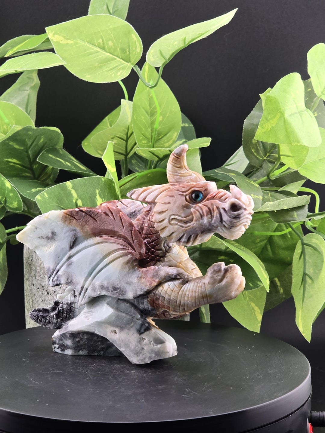 Enchanting Hand-carved Dragon on Natural Quartz Crystal Cluster ...