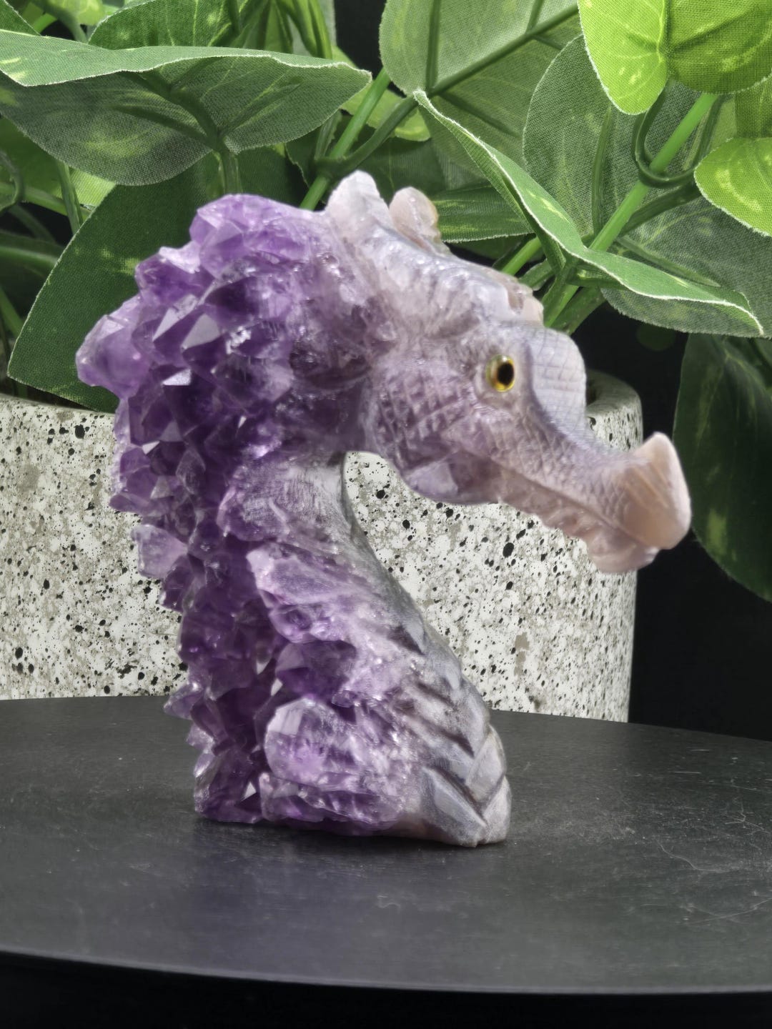Hand-carved Amethyst Crystal Dragon Statue: Metaphysical Home Decor - Etsy