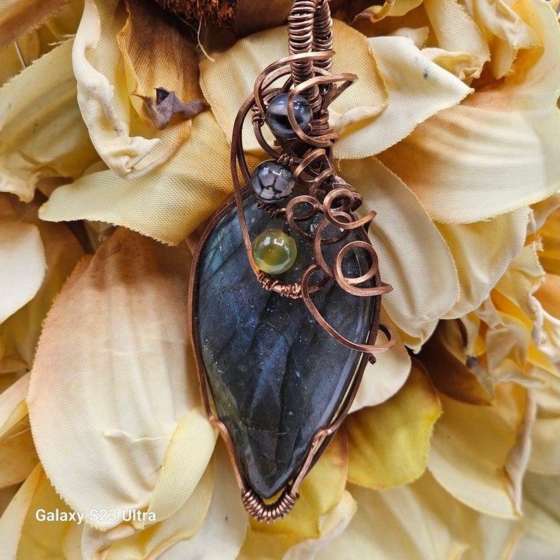 Wire Wrapped Labradorite Pendant, Necklace - Etsy