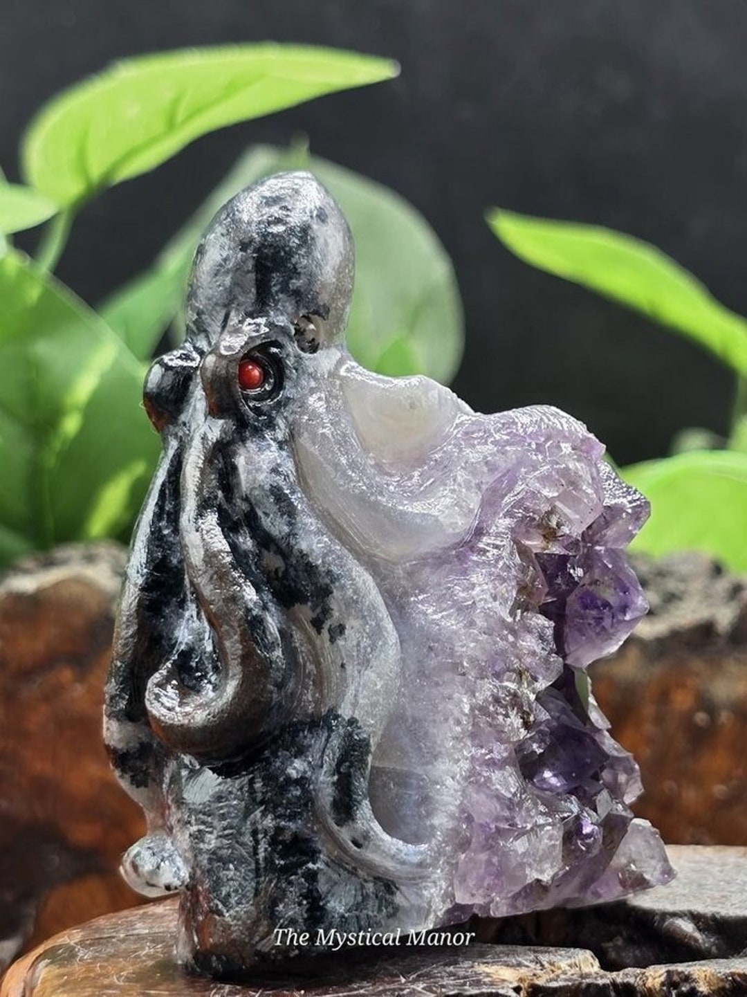 Natural Crystal Quartz Hand-carved Octopus Amethyst Crystal Cluster ...