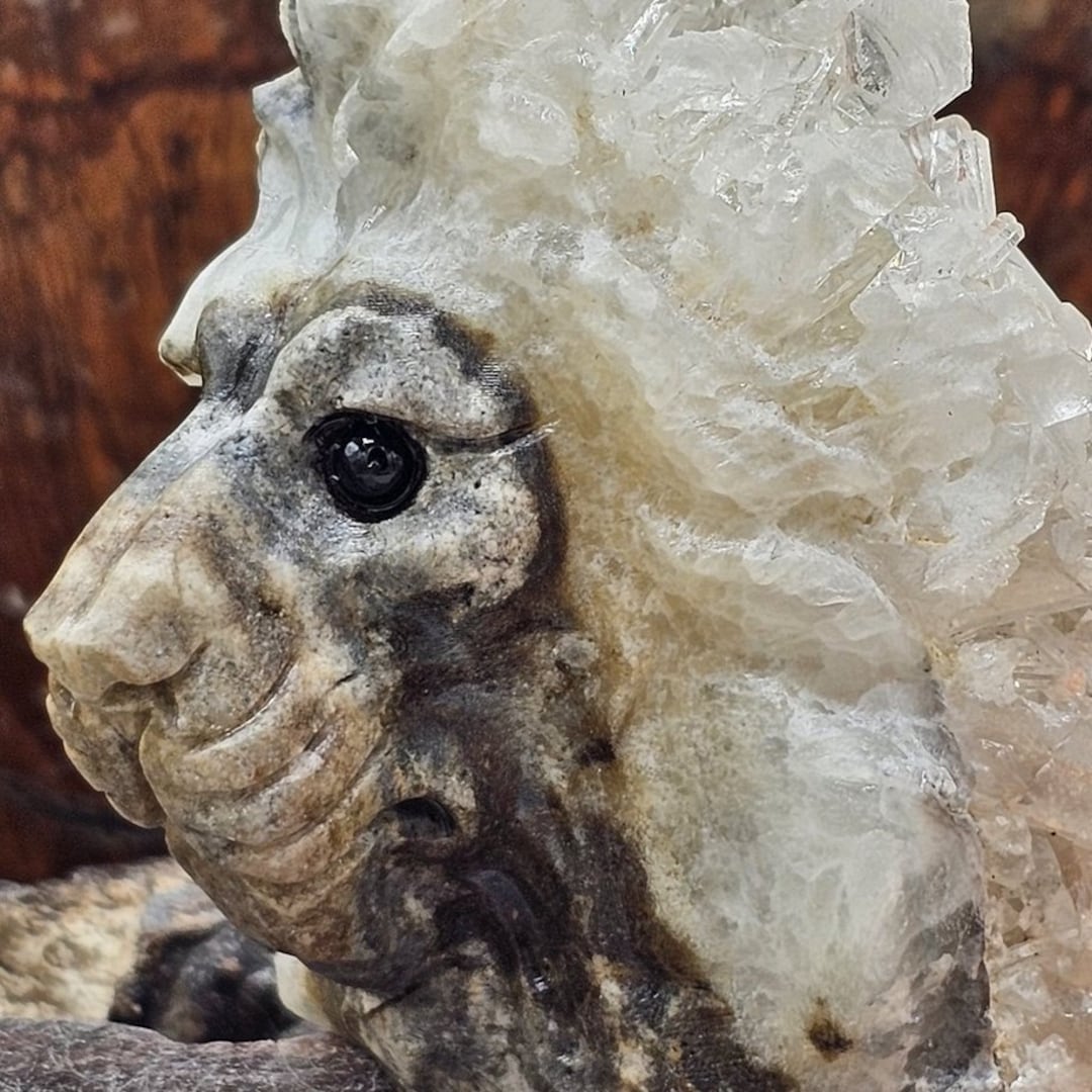 Lion Sculpture Proud and Majestic Hand Carved Natural Crystal Cluster ...