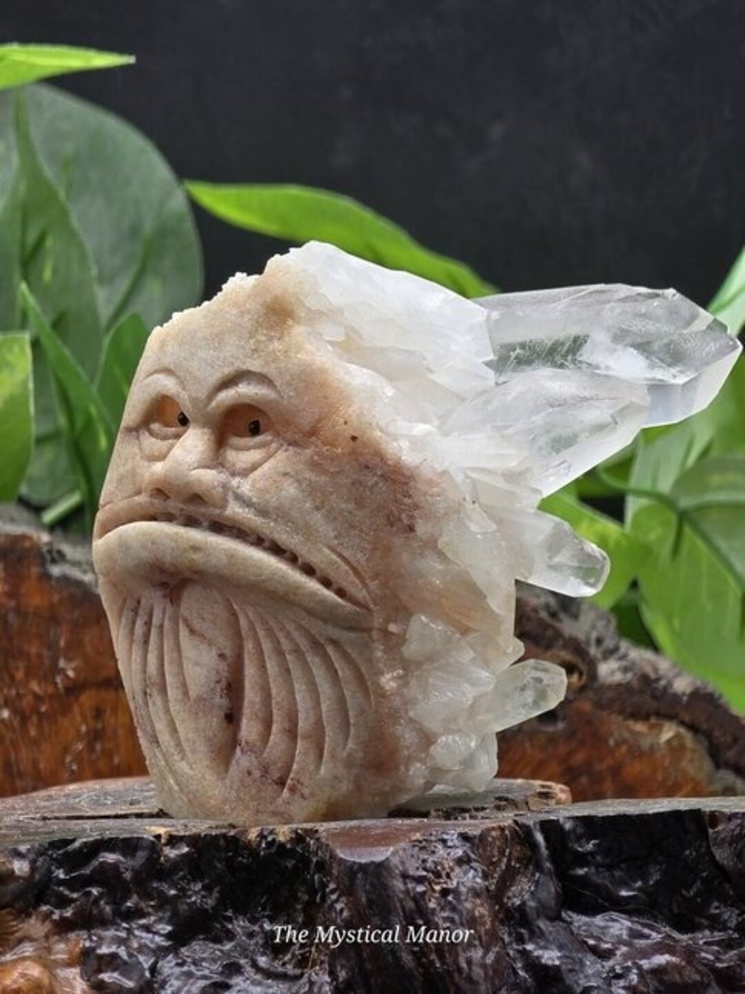 OUTSTANDING Hand-carved Old Man Natural Crystal Cluster Quartz Mineral ...