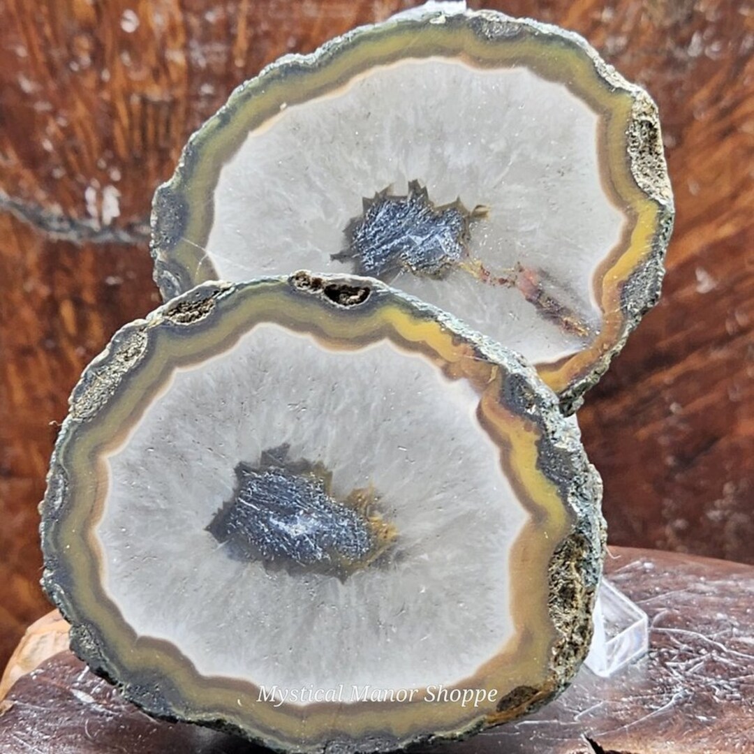 1 Pair Rare China Natural Warring States Red Agate Geode Quartz Crystal ...