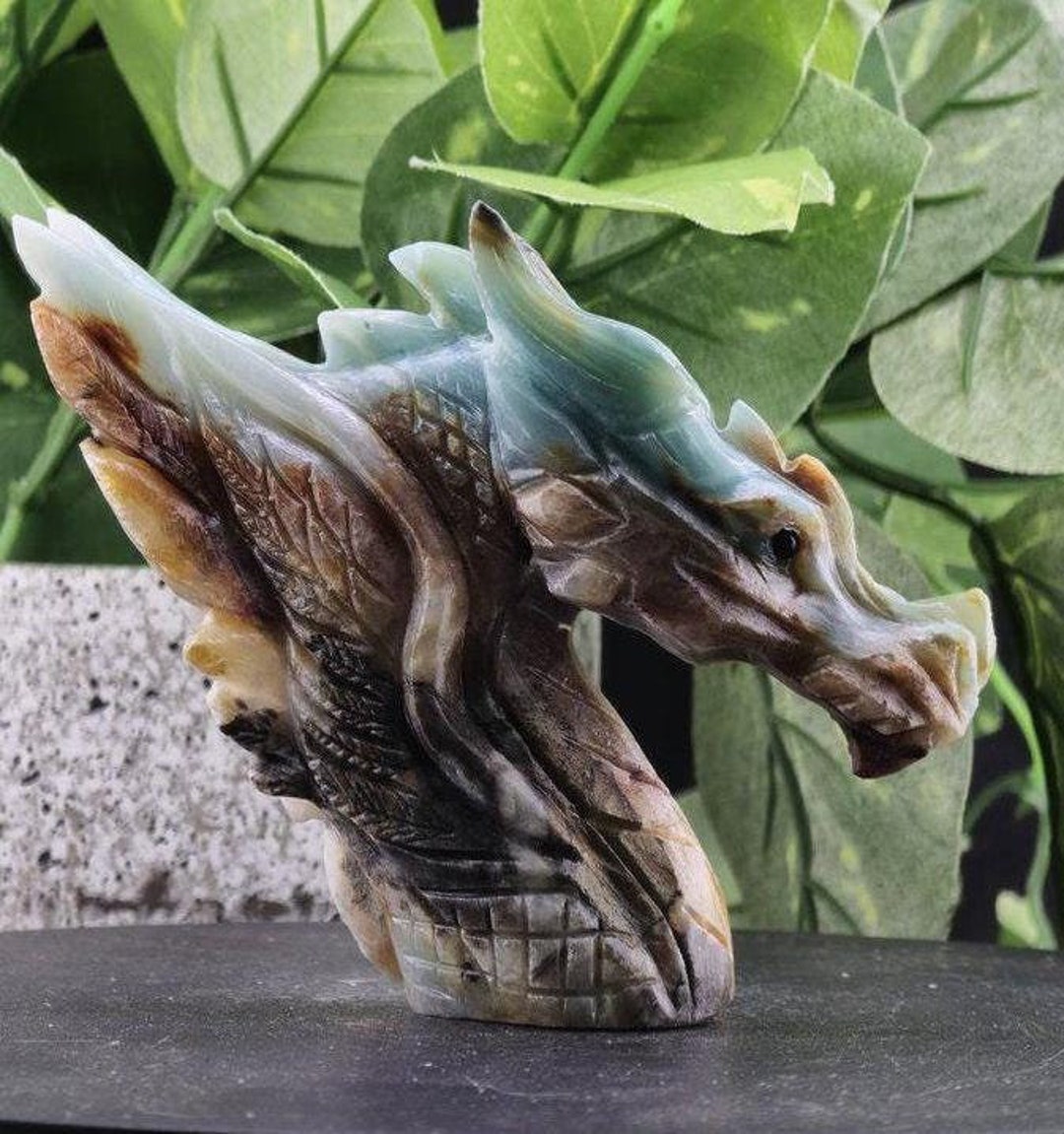 Enchanting Hand-carved Dragon Natural Amazon Stone Crystal Cluster ...