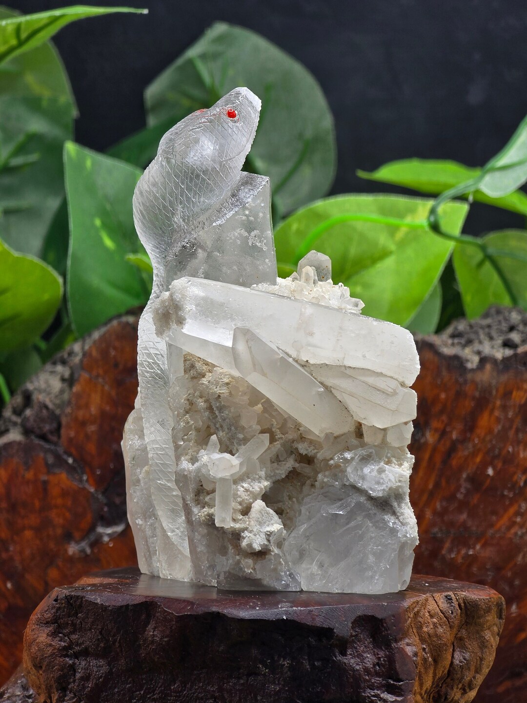 Rare Stunning Handcrafted Snake Clear Crystal Quartz Sculpture Quartz ...