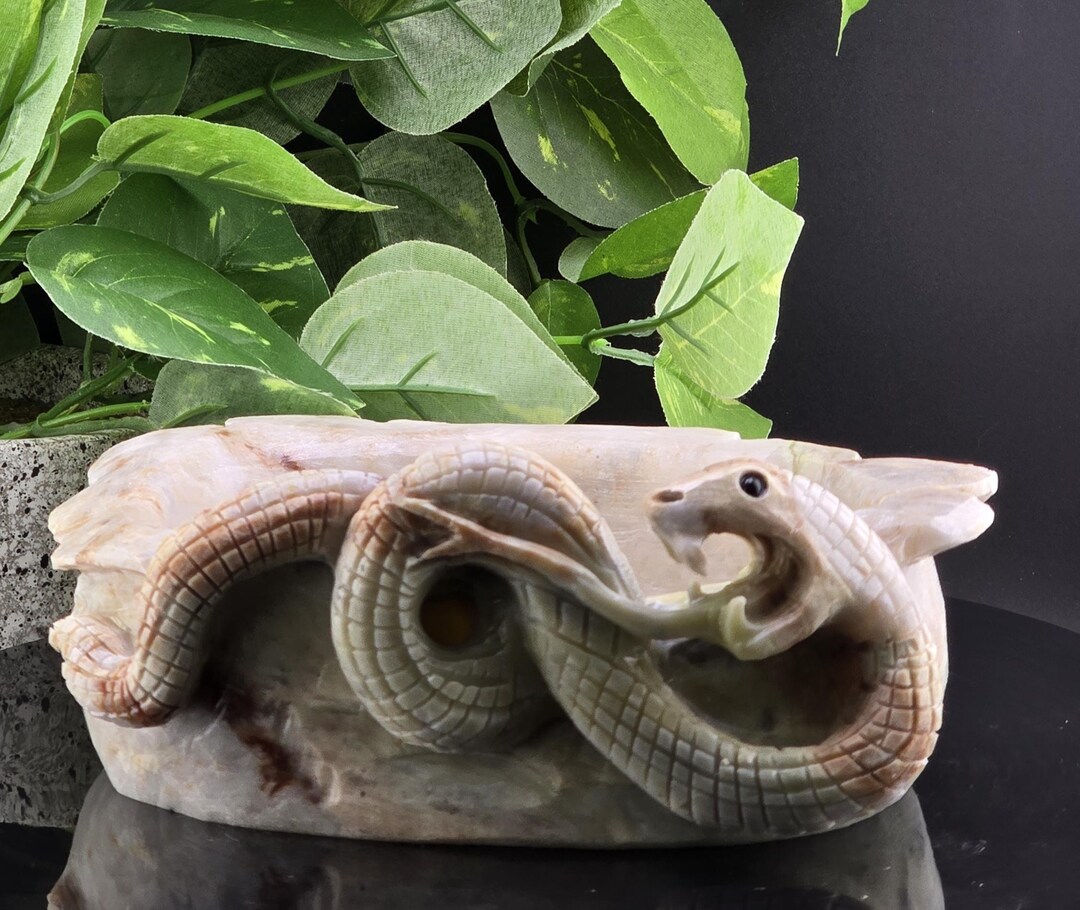 Hand Carved Jade Snake Bowl: Serpent Catchall Dish, Functional Art - Etsy