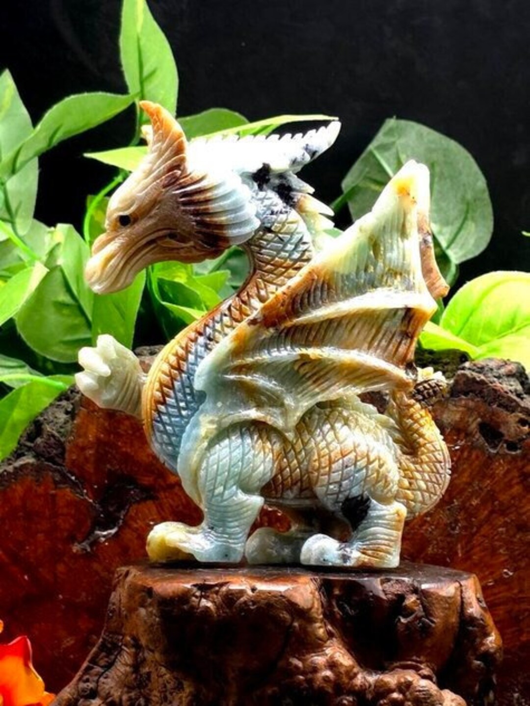 Enchanting Hand-carved Dragon on Natural Quartz Crystal Cluster Amazon ...
