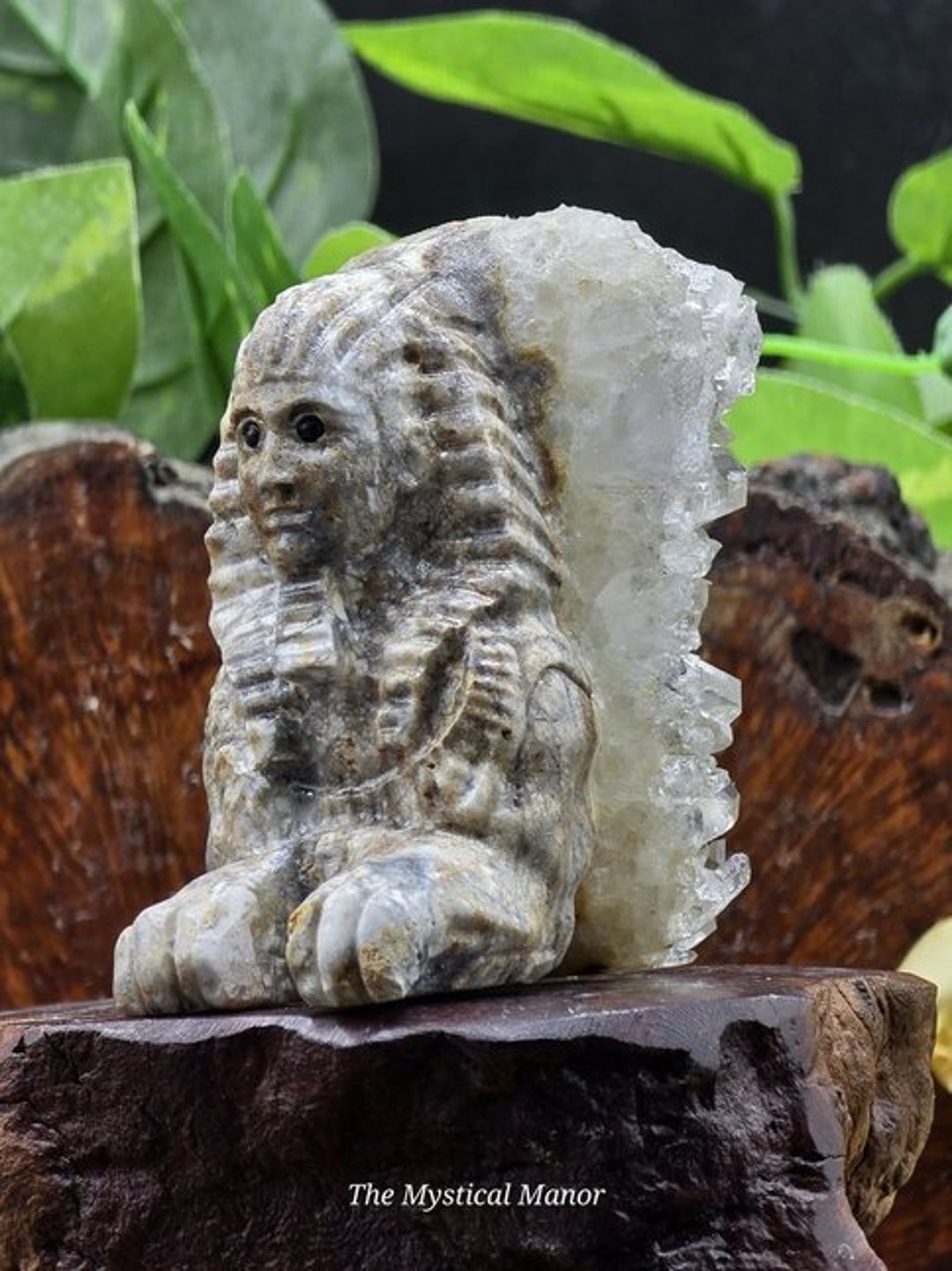 Hand Carved Sphinx of Giza With Crystal Points - Etsy