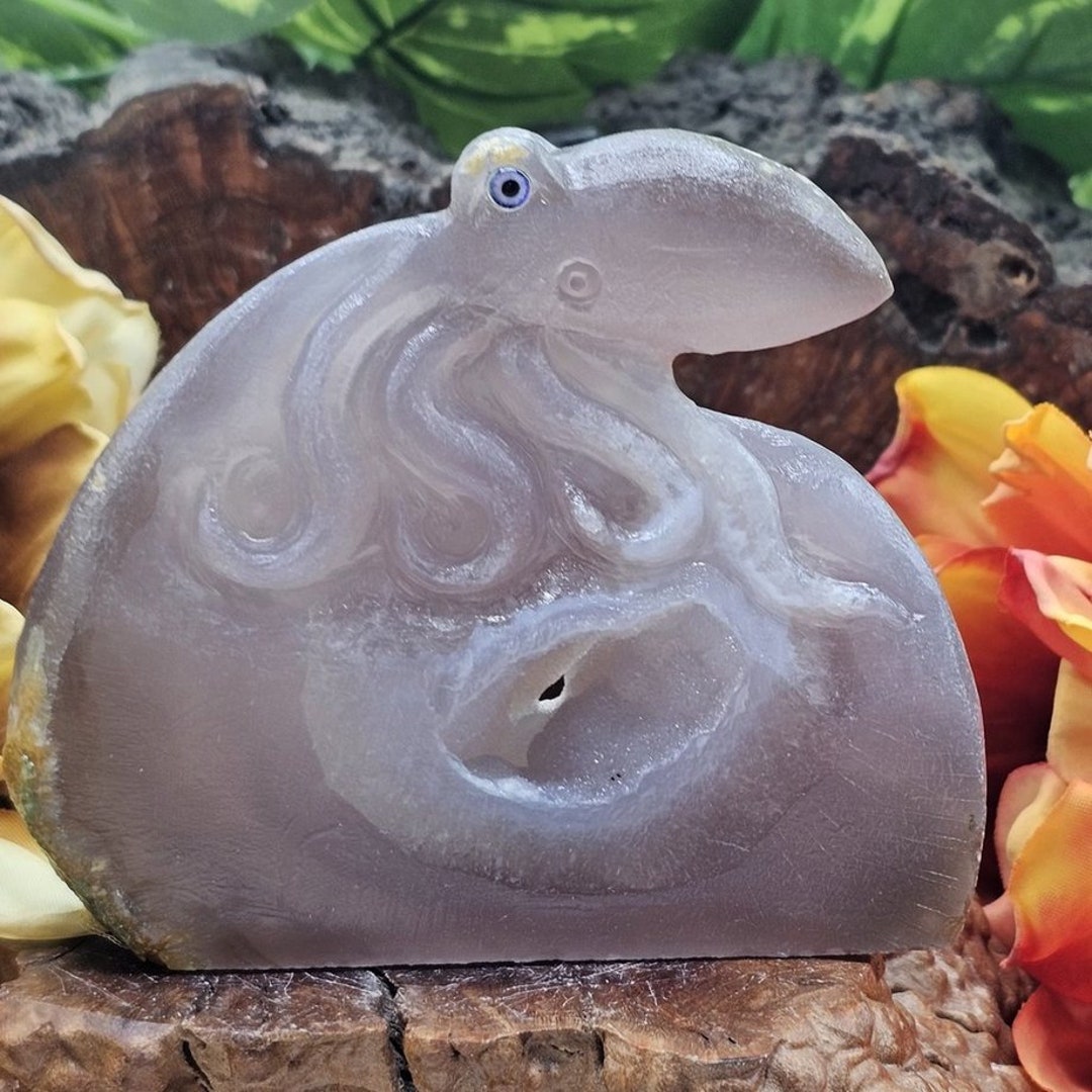 Rare Stunning Handcrafted Octopus Stone Sculpture With Druzy . One of a ...