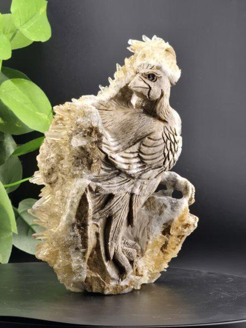 Crystal Cluster Phoenix Sculpture | Hand Carved Stone Phoenix ...
