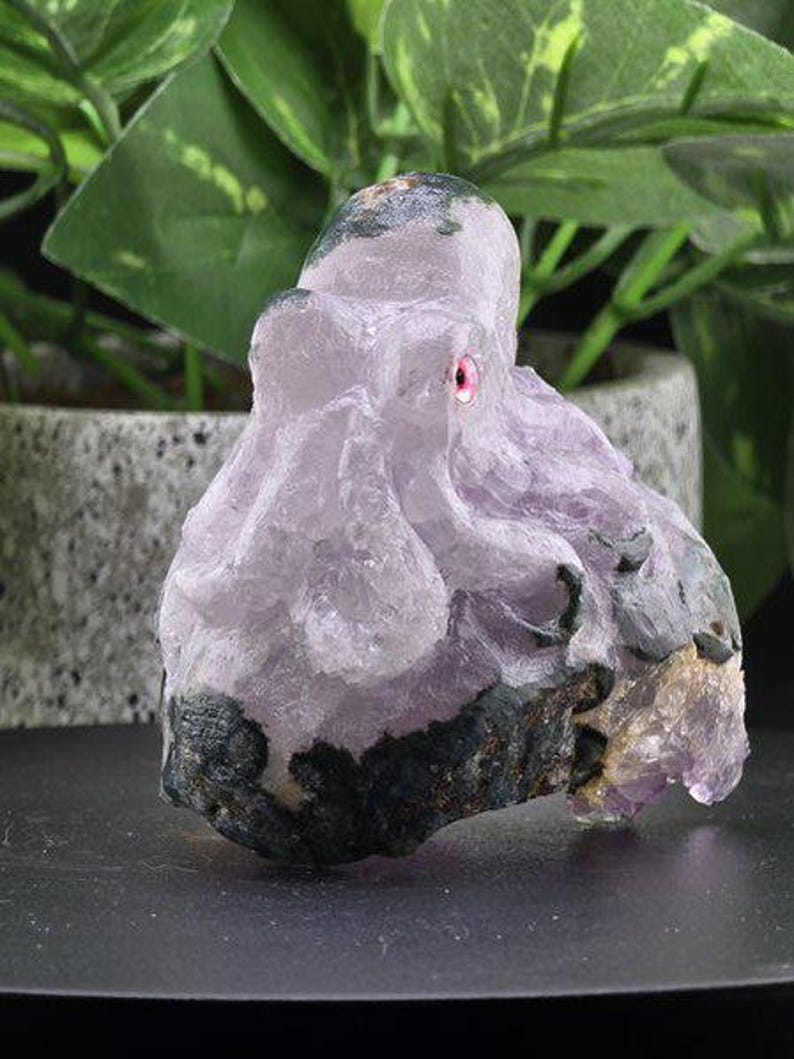 Hand-carved Amethyst Crystal Octopus Sculpture: Mystical Decor - Etsy