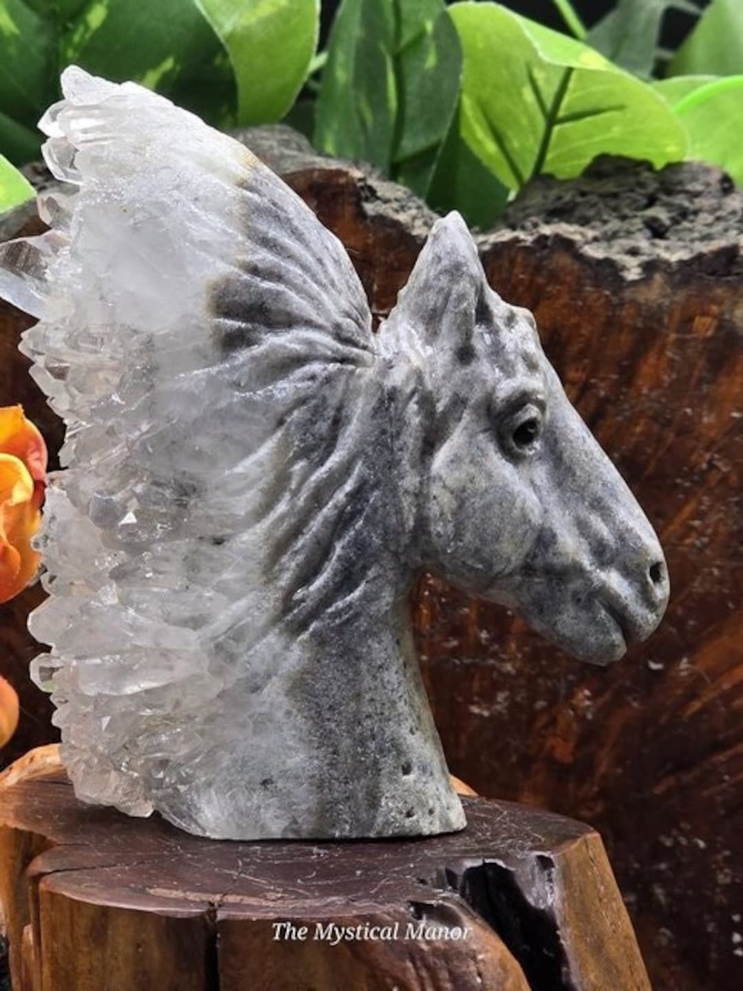 Hand-carved Crystal Horse Statue: Quartz Cluster Home Decor - Etsy