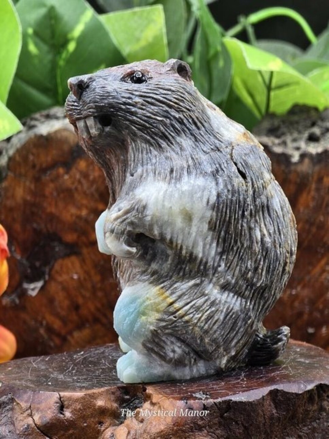 Sweet Chunky Little Hand Carved Amazon Stone Groundhog Natural Crystal ...