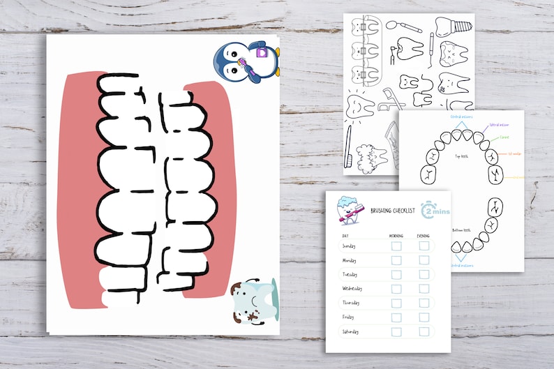 Teeth Brushing Printable, Kids Dental Health, Dental Hygiene, Preschool ...