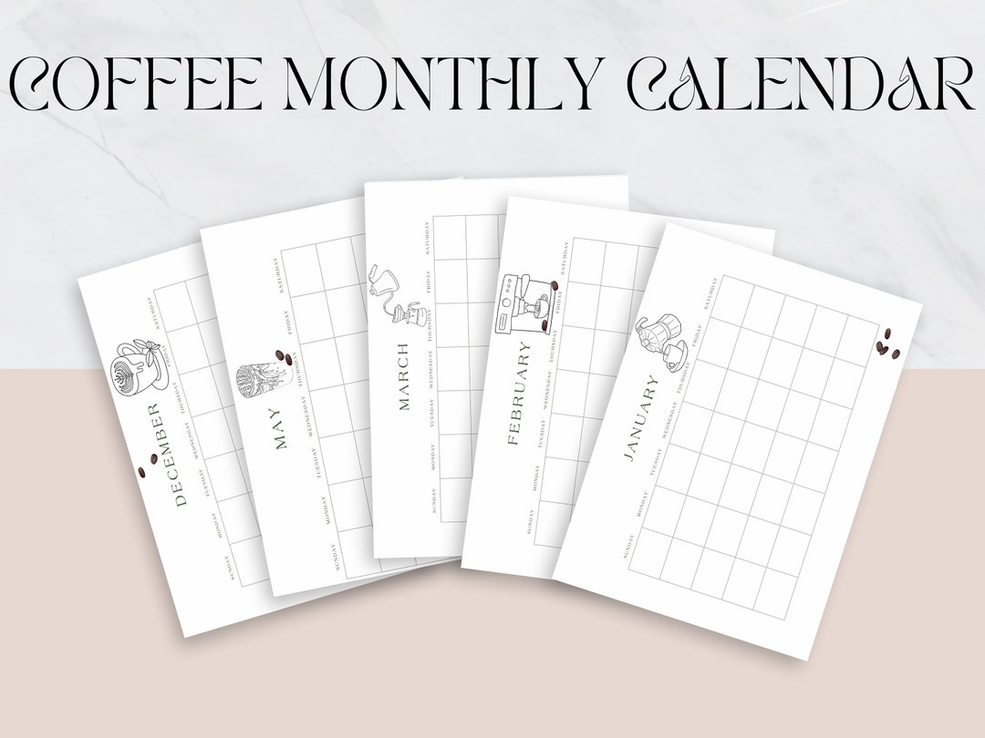 Coffee Undated Calendar Printable, Undated Calendar Printable ...