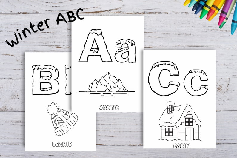 Winter Abc Printable,coloring Pages, Preschool Abc, Early Learning ...