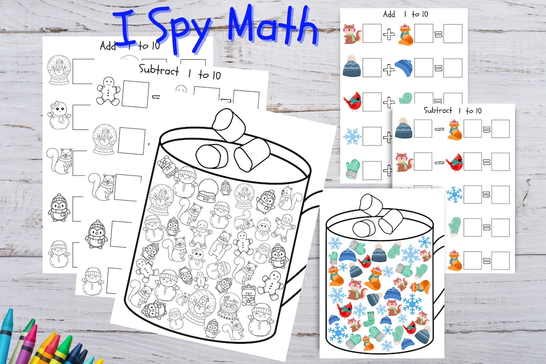 Winter I Spy, Count and Color, Math Coloring Pages, Homeschool ...