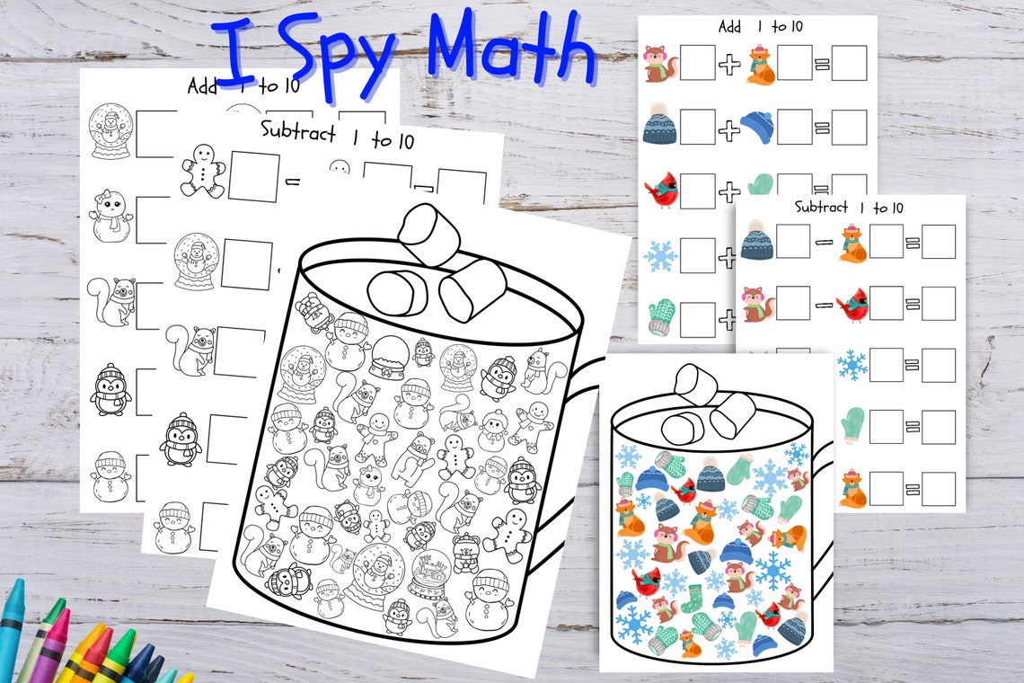 Winter I Spy, Count and Color, Math Coloring Pages, Homeschool ...