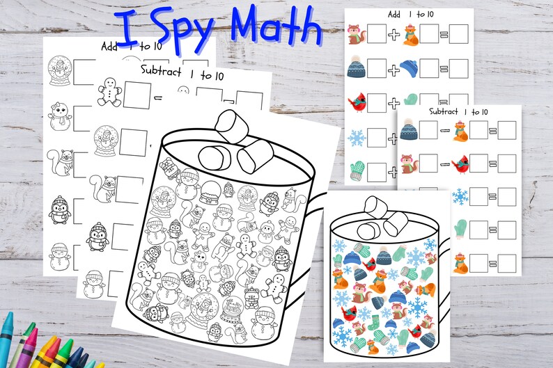 Winter I Spy, Count and Color, Math Coloring Pages, Homeschool ...