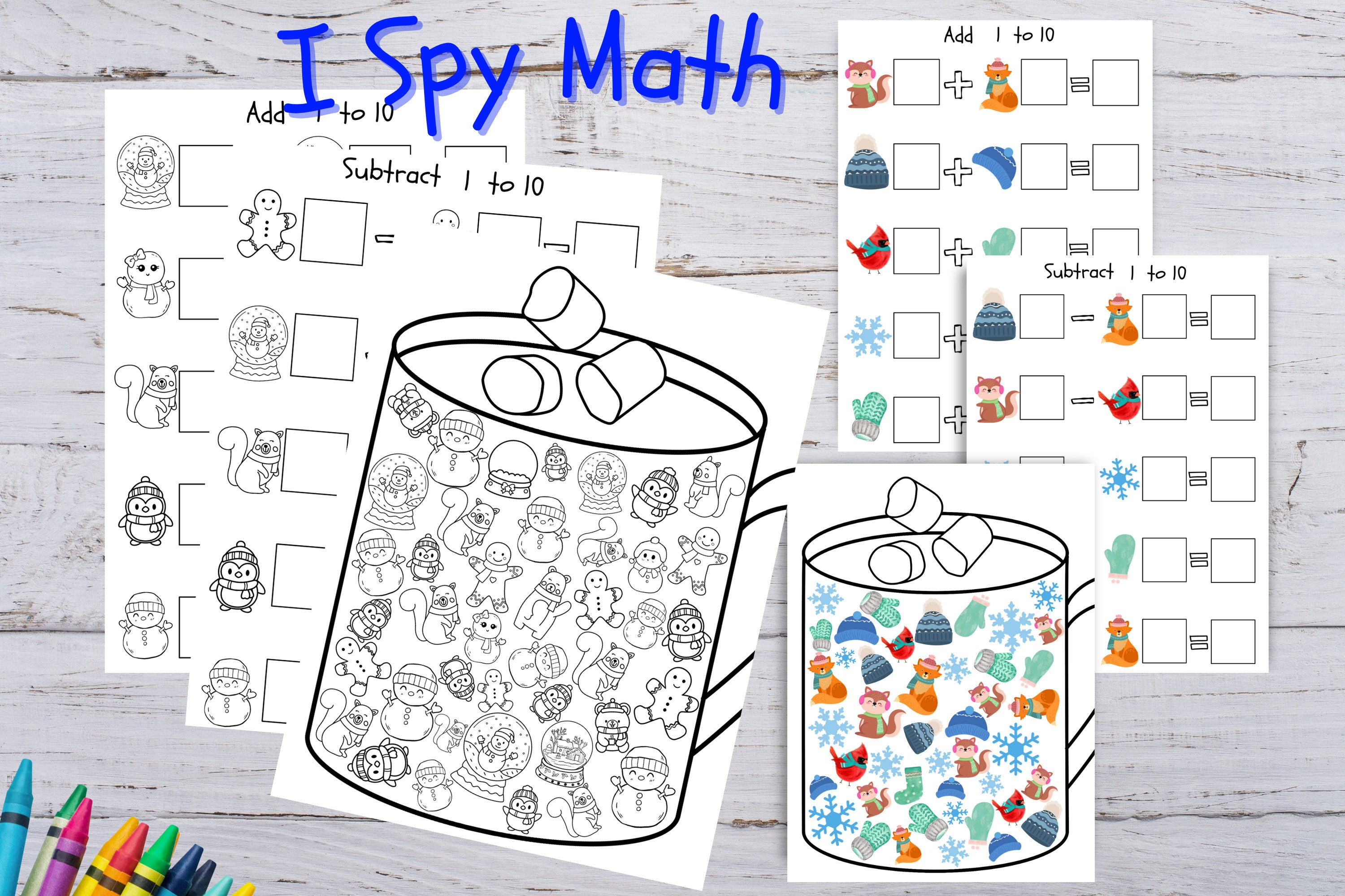 Winter I Spy, Count and Color, Math Coloring Pages, Homeschool ...