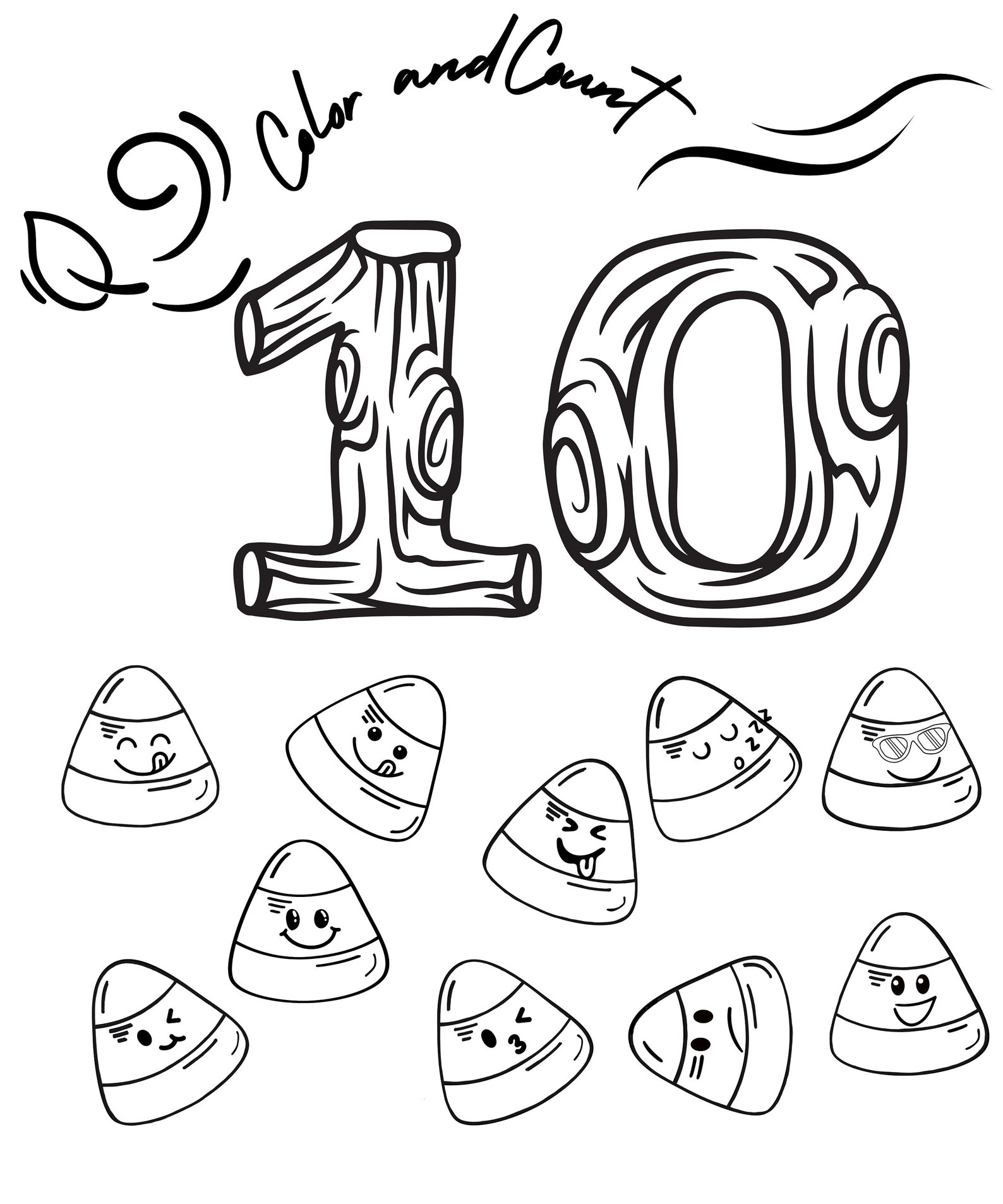 Fall Math Printable, Count and Color, Coloring Pages, Early Learning ...