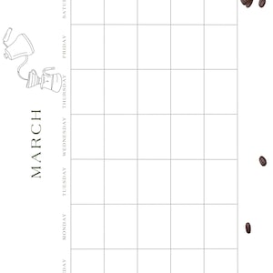 Coffee Undated Calendar Printable, Undated Calendar Printable ...