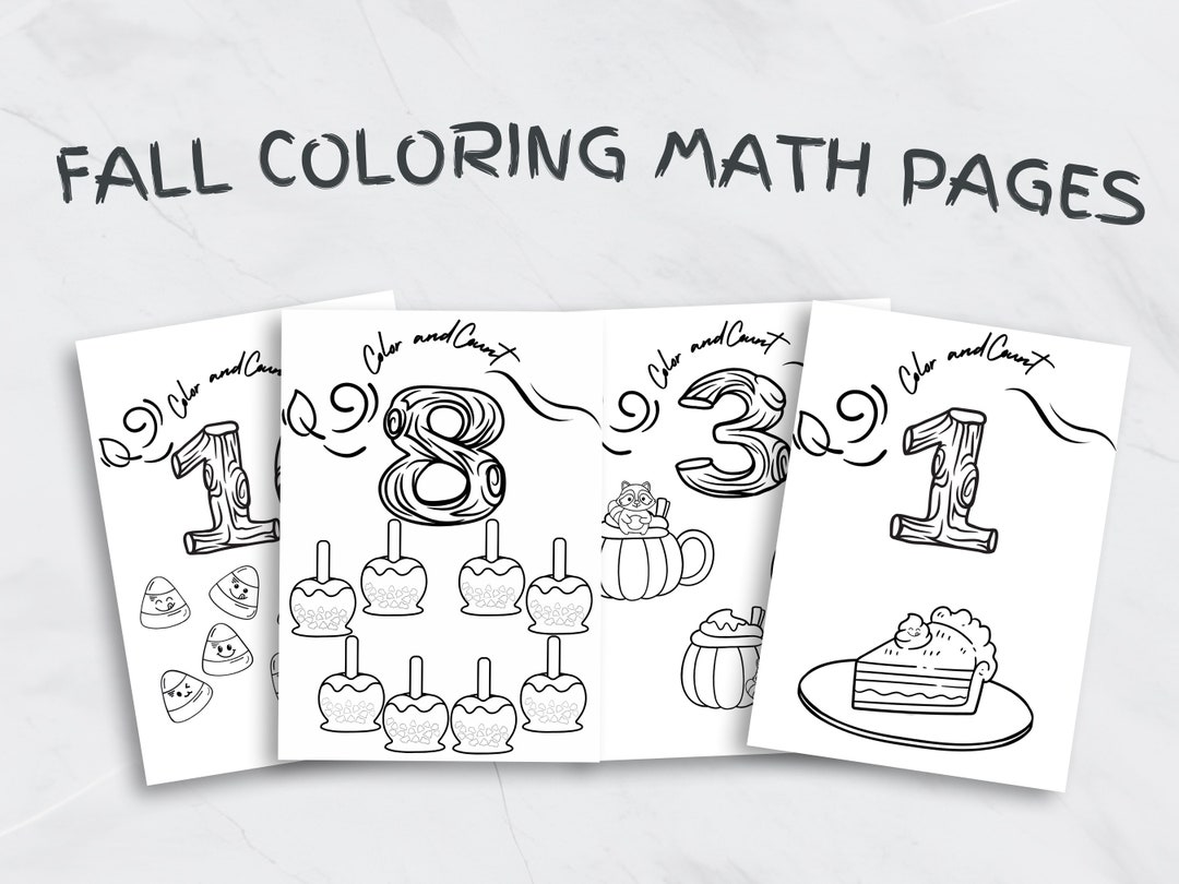 Fall Math Printable, Count and Color, Coloring Pages, Early Learning ...