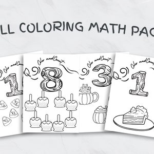 Fall Math Printable, Count and Color, Coloring Pages, Early Learning ...
