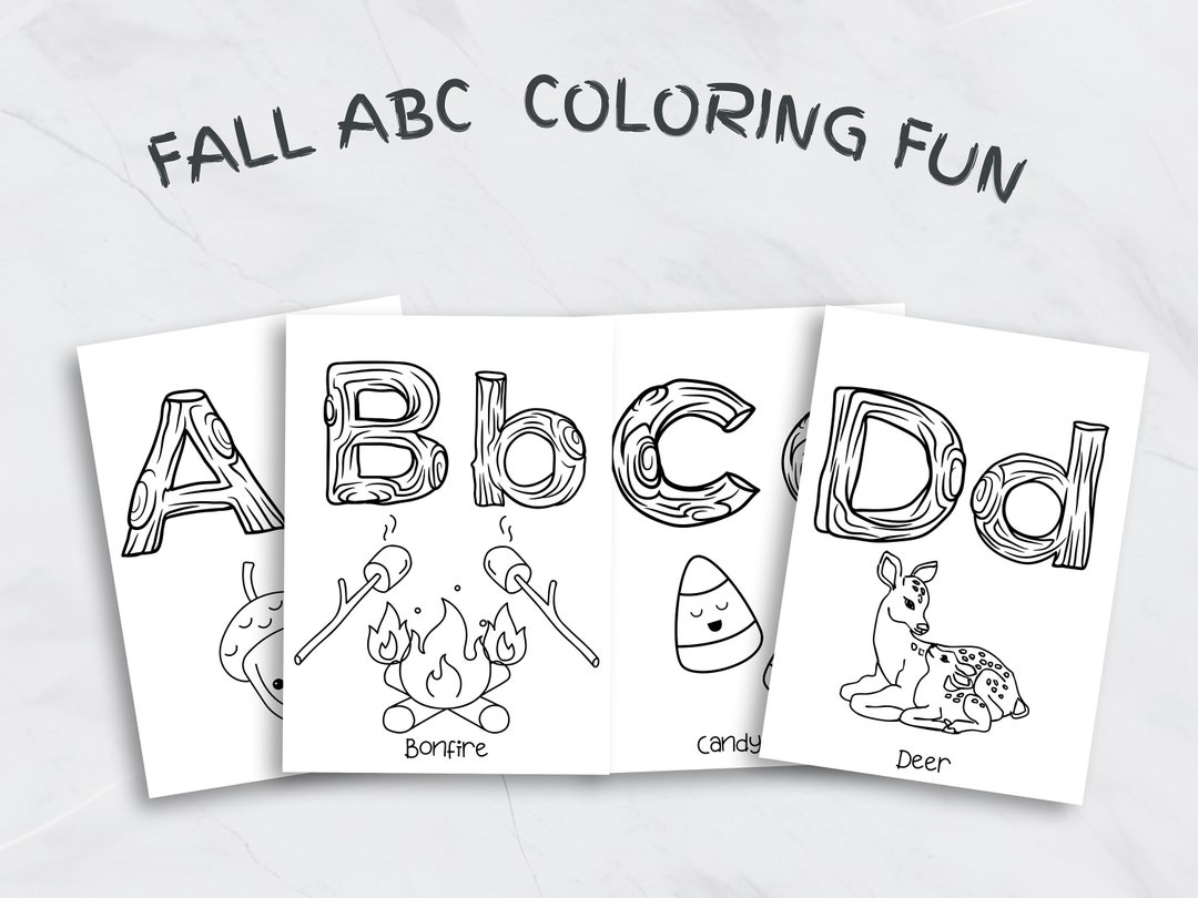 ABC Fall Printable Coloring Pages Preschool Abc Early - Etsy