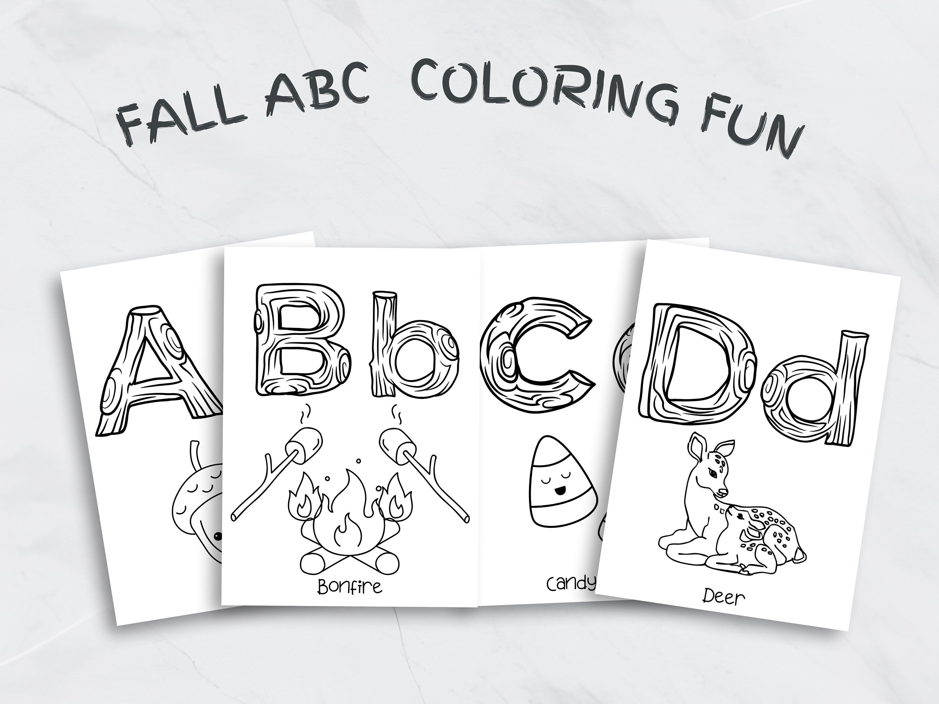ABC Fall Printable Coloring Pages Preschool Abc Early - Etsy