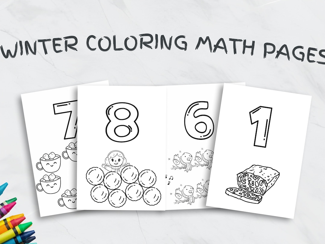 Winter Math Printable, Count and Color, Coloring Pages, Early Learning ...