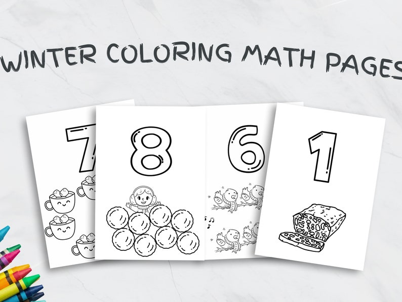 Winter Math Printable, Count and Color, Coloring Pages, Early Learning ...